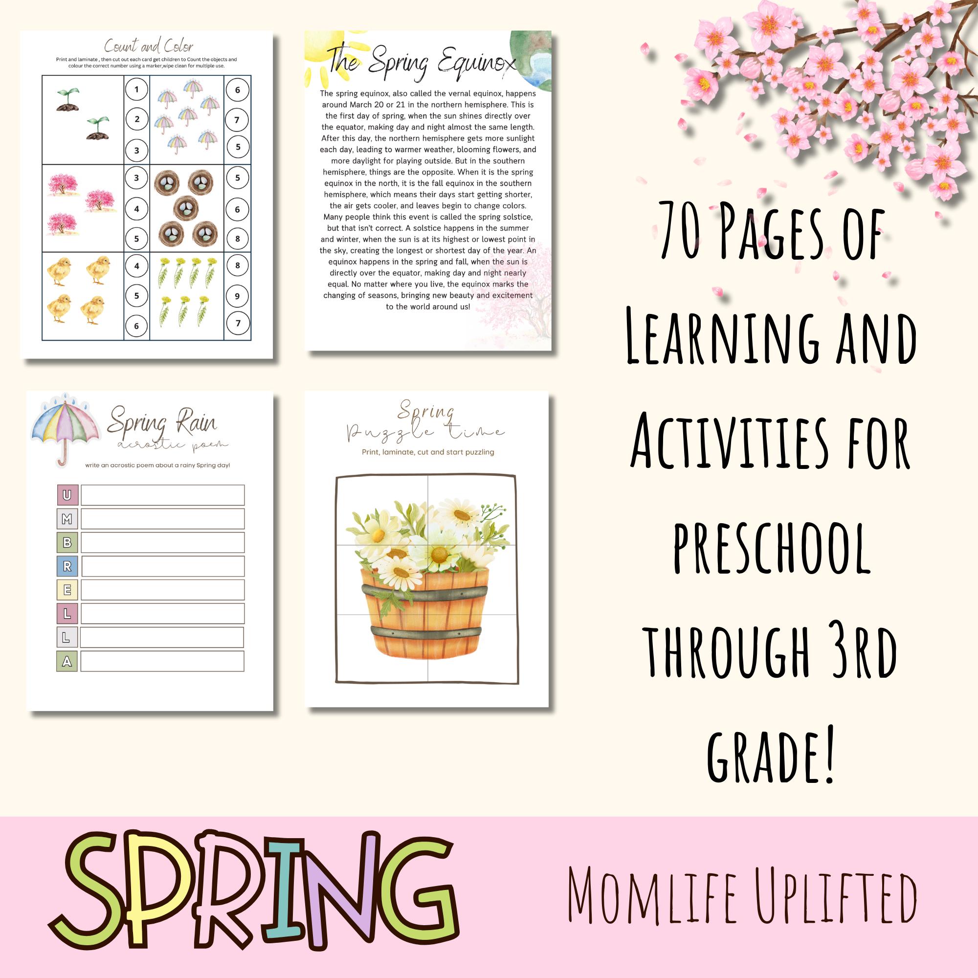 Spring Printable Activity Bundle for Kids, Spring Morning Basket ...