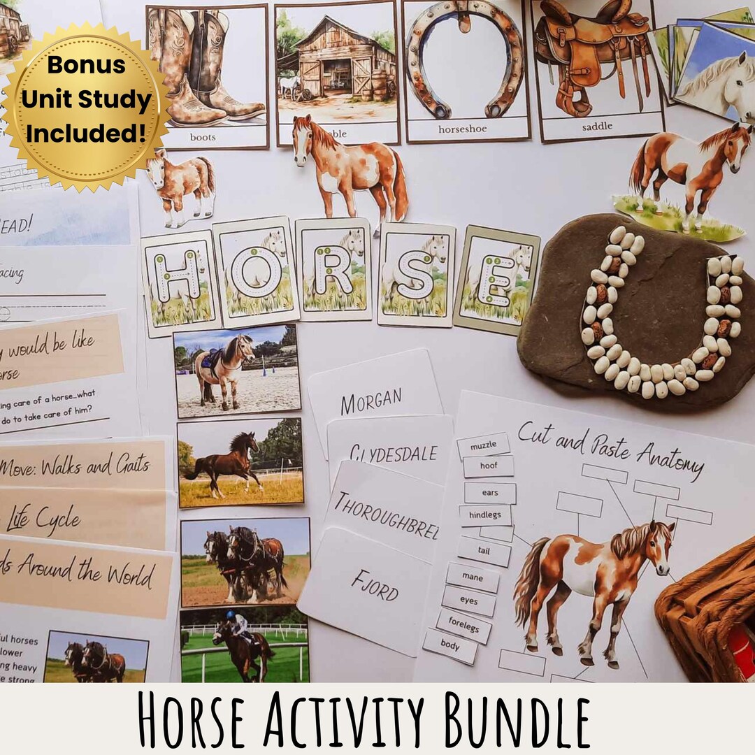 Horse Unit Study, Horse Homeschool Unit Study, Horse Anatomy, Horse Puzzles, Preschool Bundle ...