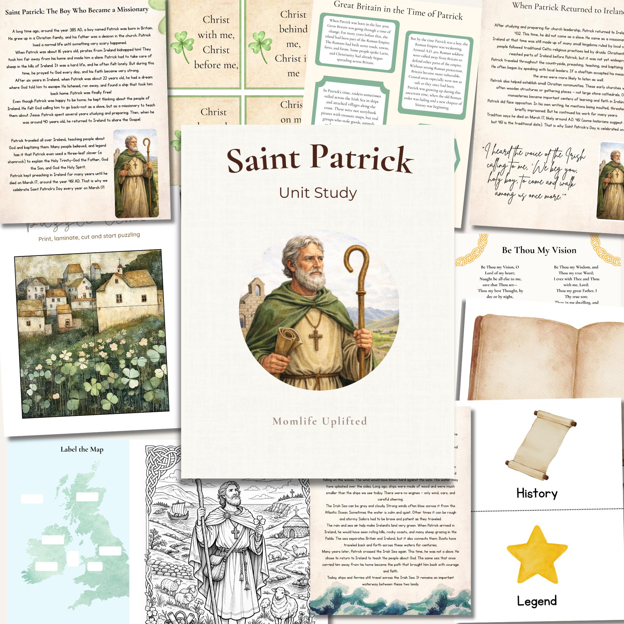 Saint Patrick Unit Study Christian Homeschool History Ireland Geography ...