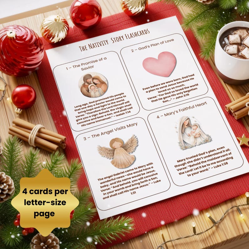 25 Nativity Story Cards With Bible Verses • Christian Christmas ...