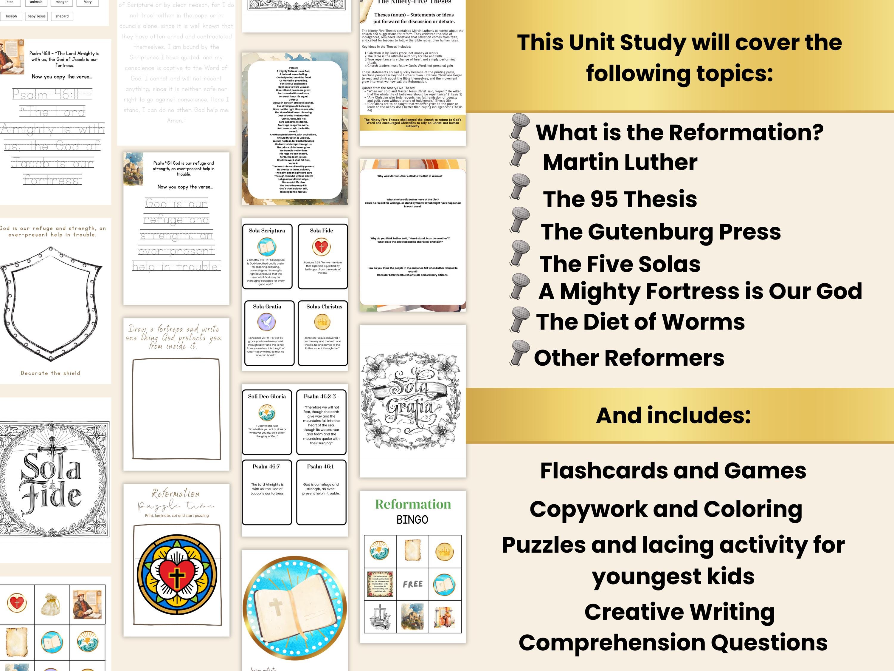 Reformation Day Printable Pack – Martin Luther, 95 Theses, Five Solas ...