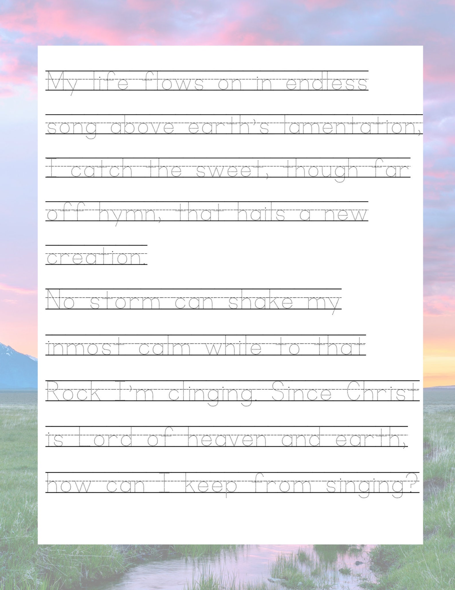 Hymn Copywork Homeschool Printables Christian Curriculum Handwriting ...