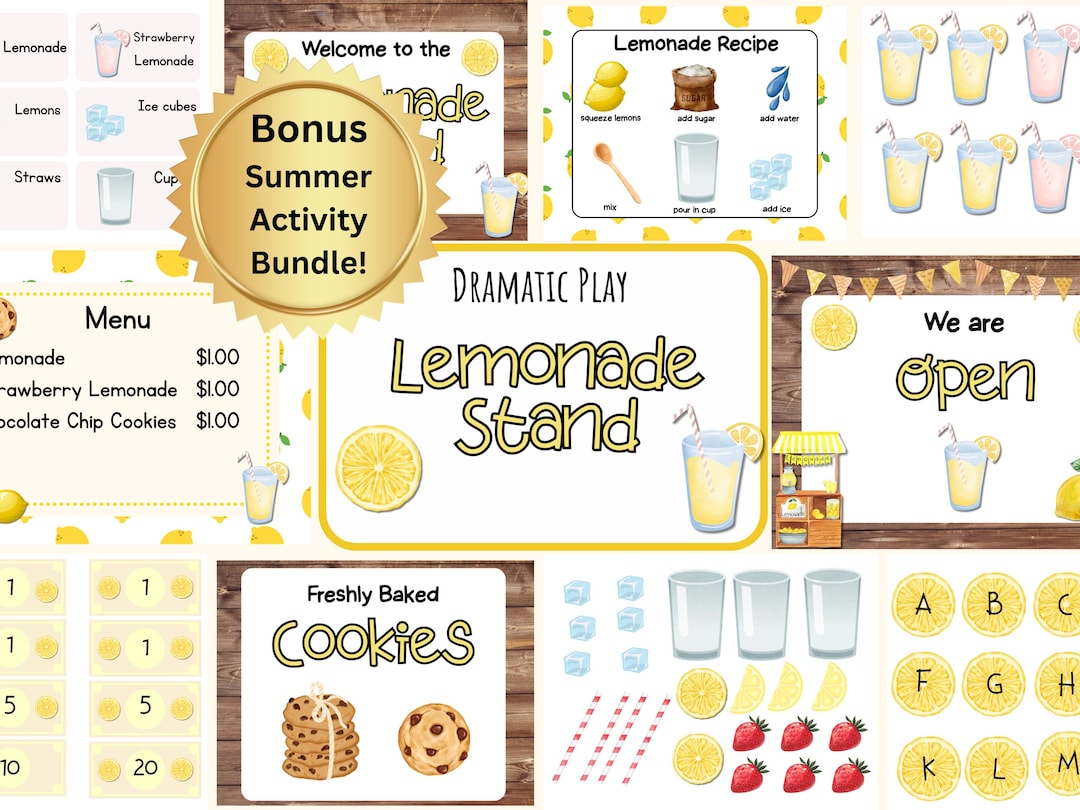 Lemonade Stand Dramatic Play Kit, Summer Activity Bundle (printable) - Etsy