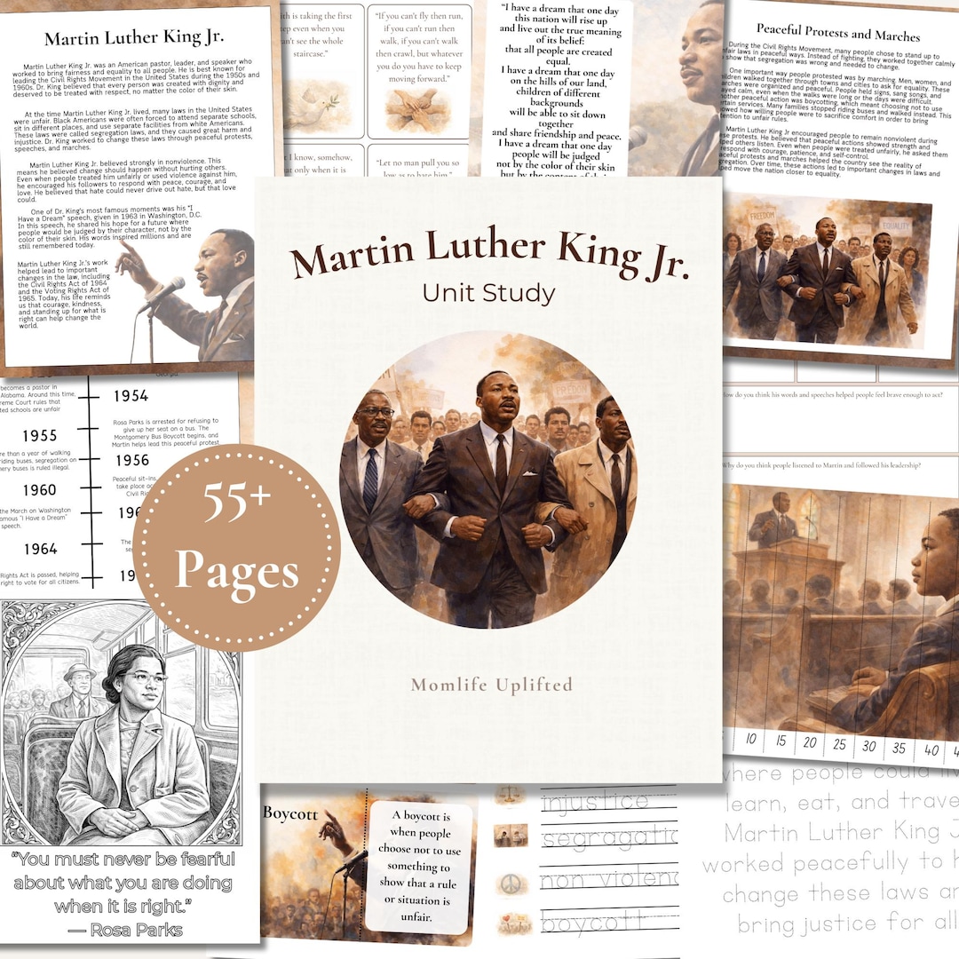 Martin Luther King Jr Unit Study for Homeschool | Black History Month ...