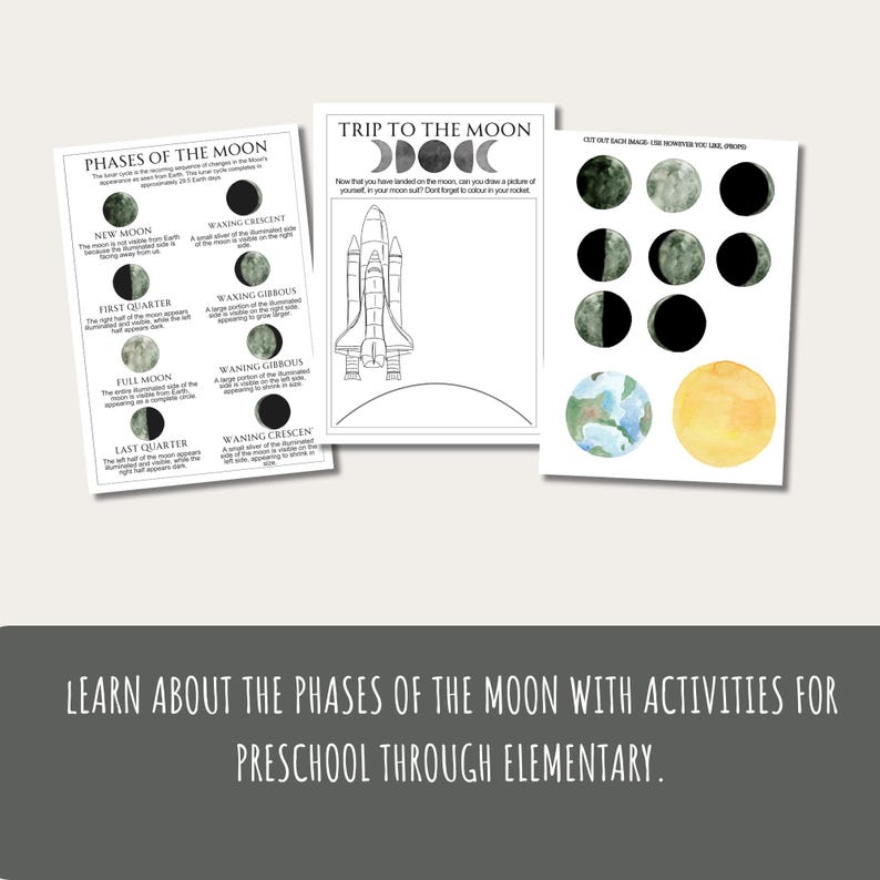 Moon Phases Study and Journal, Nature Study Educational Resources - Etsy