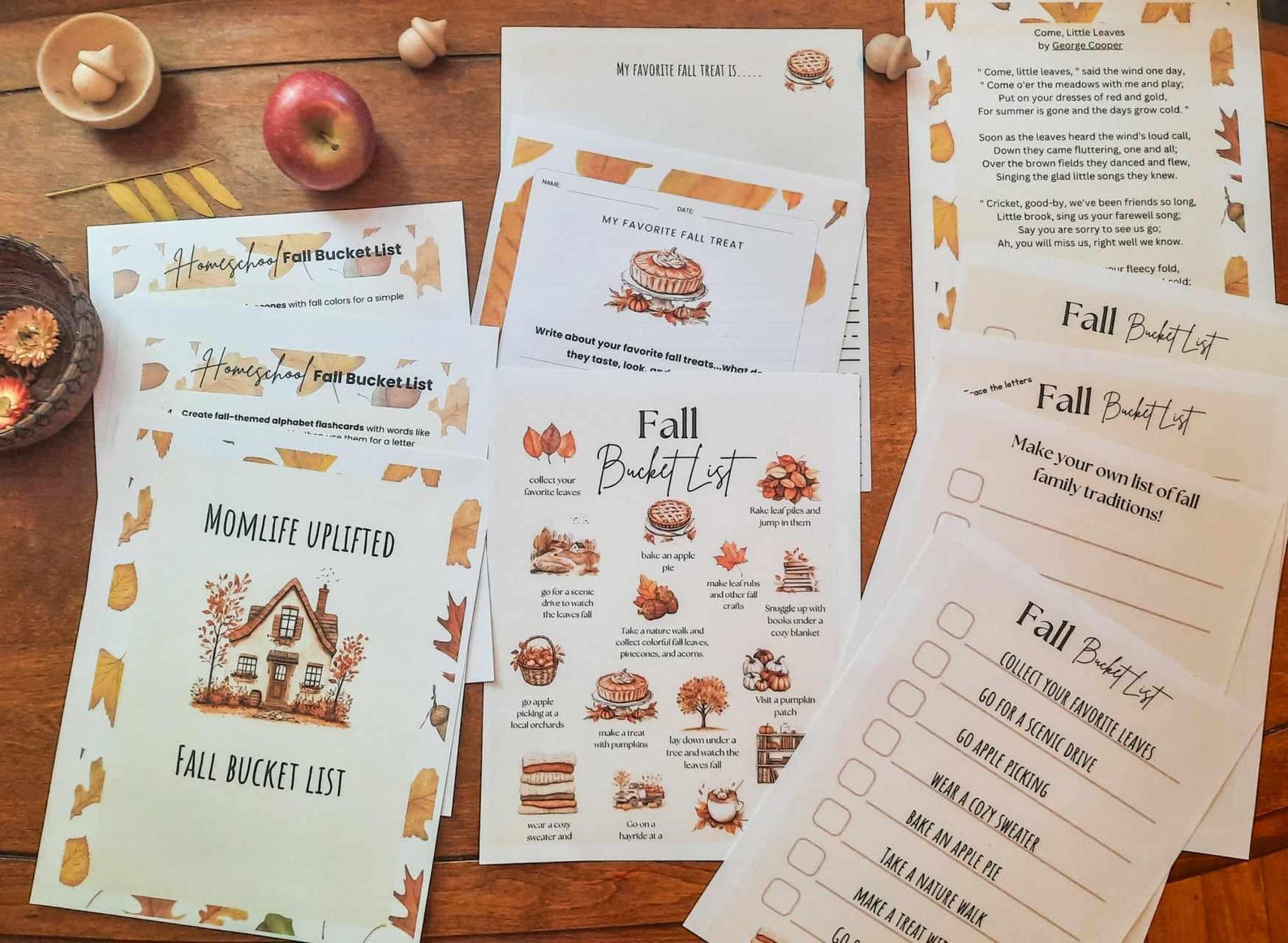 Fall Printables, Homeschool Activity, Mega Bundle, Fall Bucket List ...