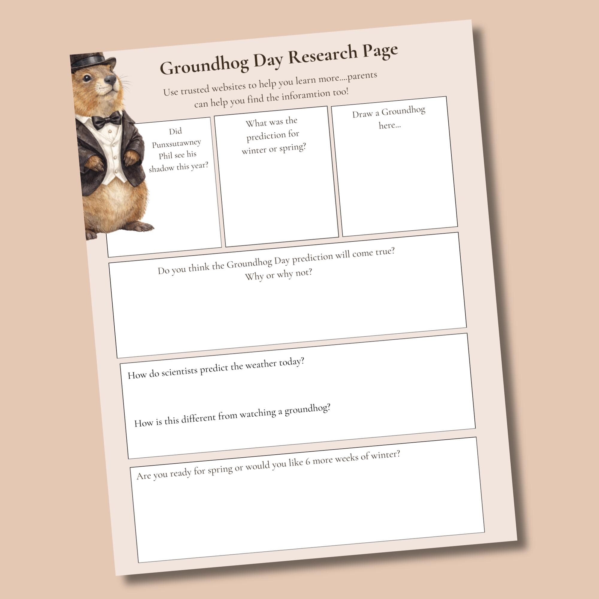 Groundhog Day Mini Unit Study | Preschool–early Elementary | 15 Pages ...