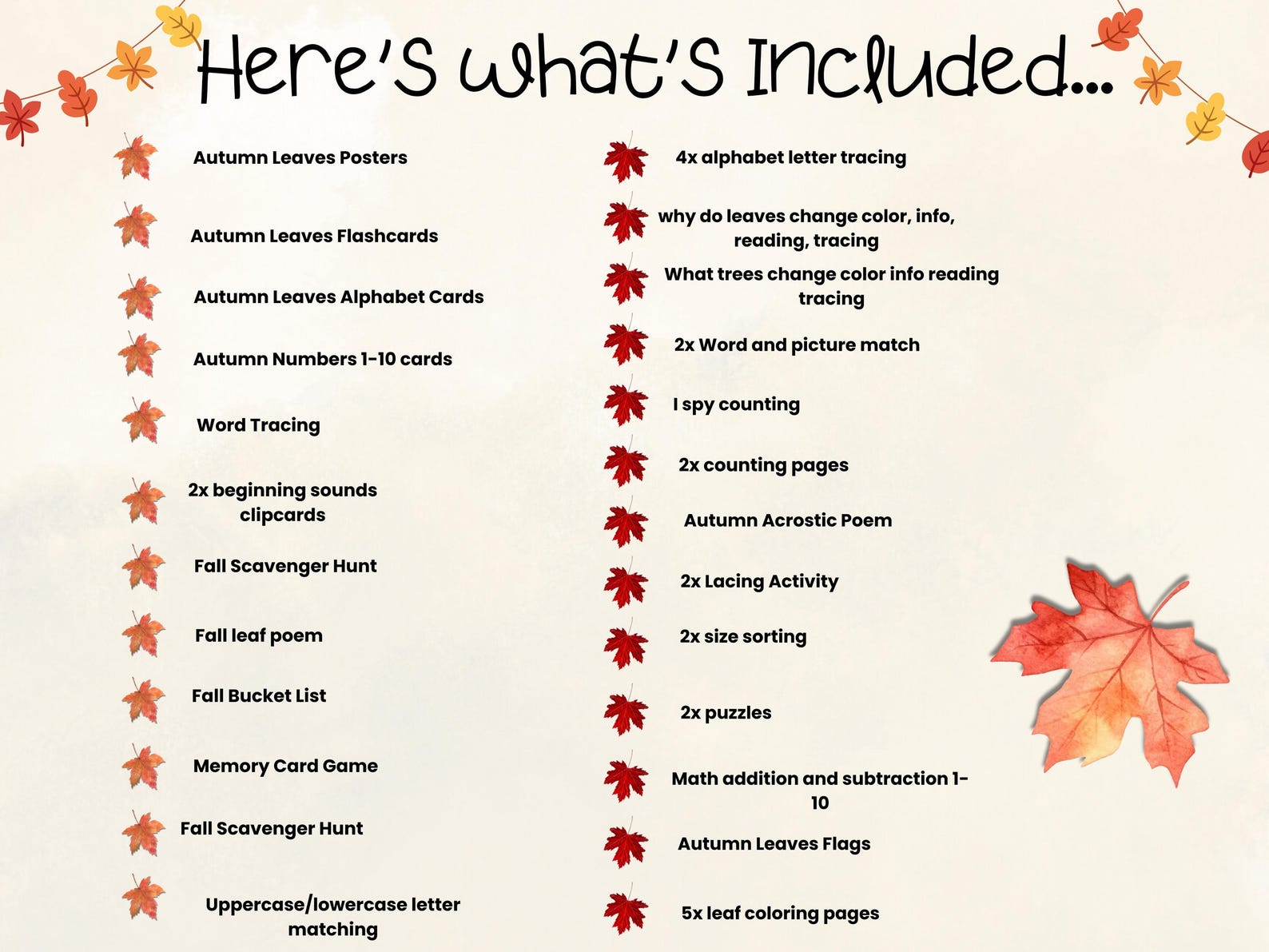 Autumn Leaves Early Learning Pack – Fall Preschool Activities, Autumn ...