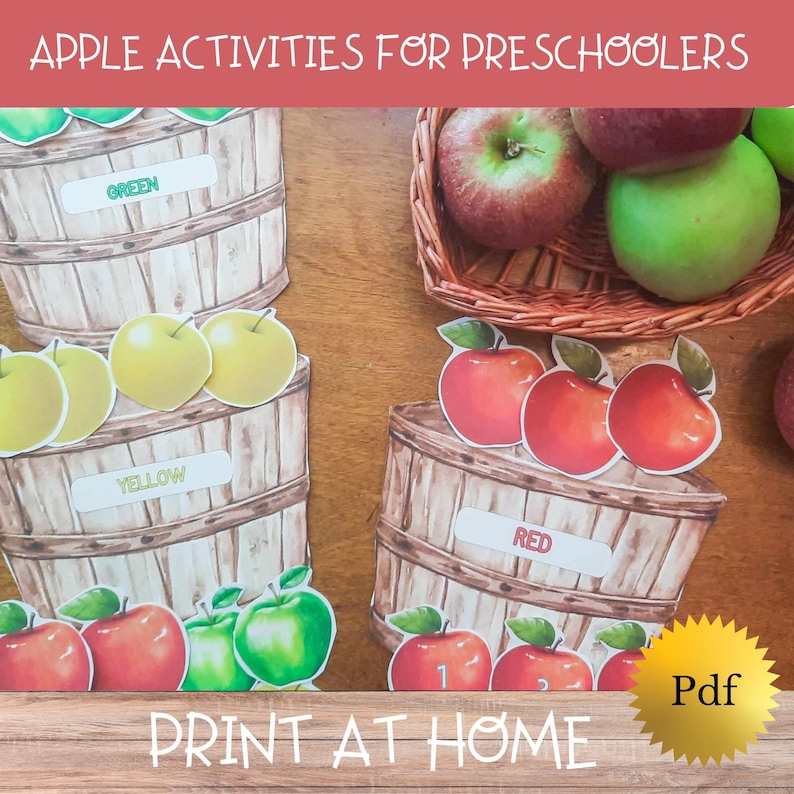 PRESCHOOL APPLE ACTIVITIES, Color Matching Montessori Game, Fall ...