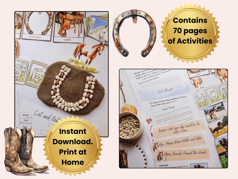 Horse Unit Study, Horse Homeschool Unit Study, Horse Anatomy, Horse Puzzles, Preschool Bundle ...