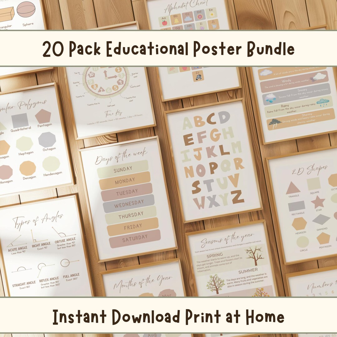 Montessori Pastel Learning Posters – 20 Printable Set - Etsy