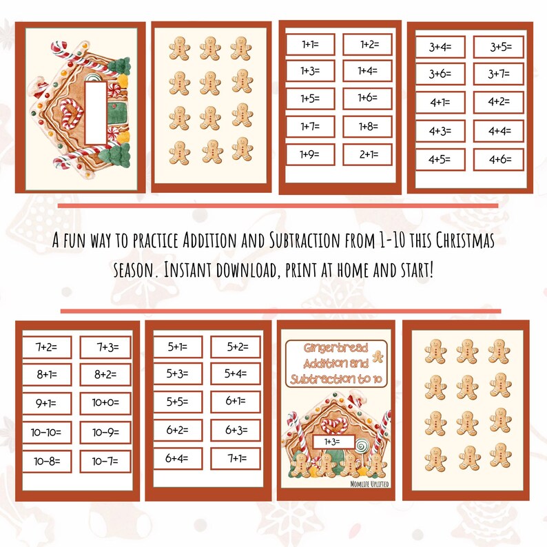 Gingerbread Math Game for Kids - Holiday Addition & Subtraction 1–10 ...