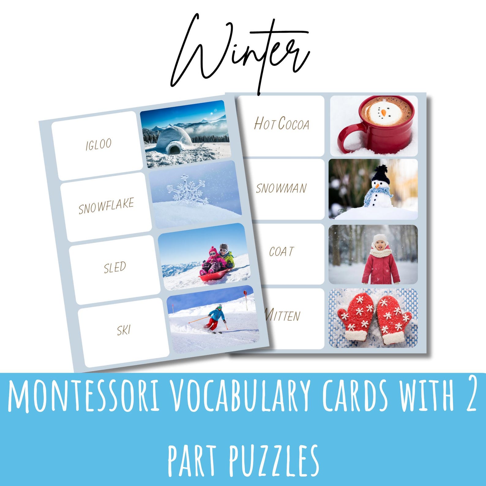 Montessori Winter Vocabulary Flashcards, Real Pictures - Etsy