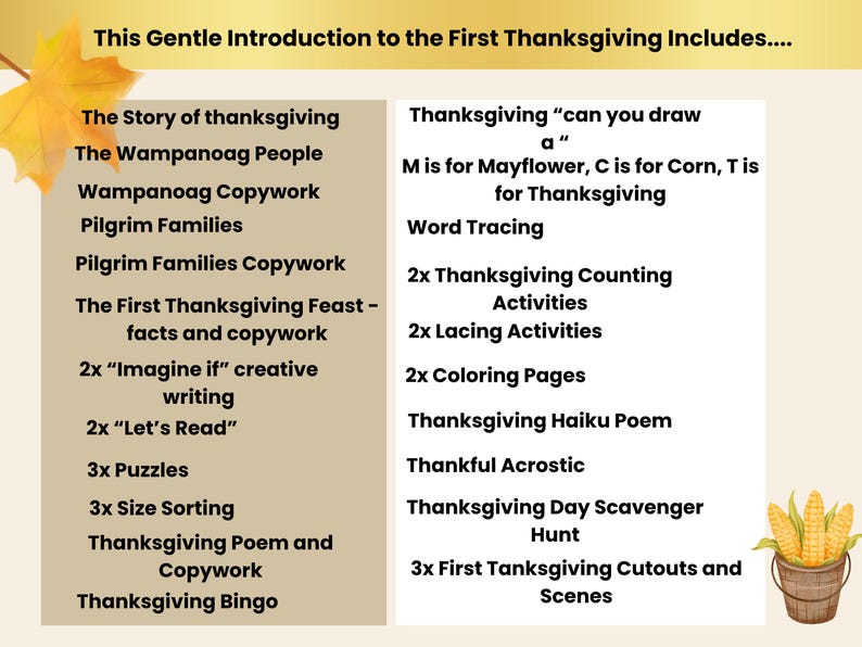 Thanksgiving Story Unit Study for Preschool–2nd Grade | Gentle ...