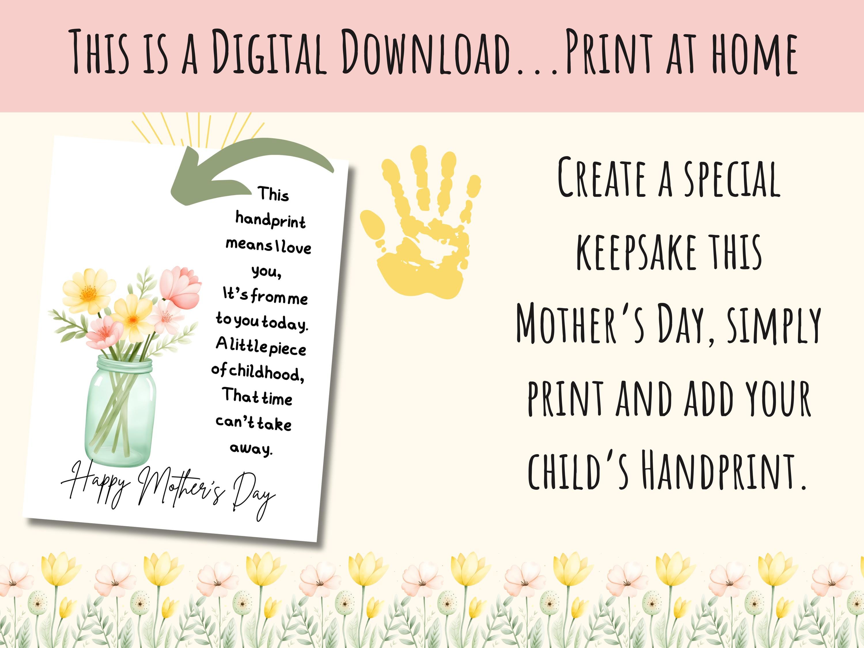 Printable Mothers Day Handprint, Mother's Day Handprint Poem, Flowerpot ...