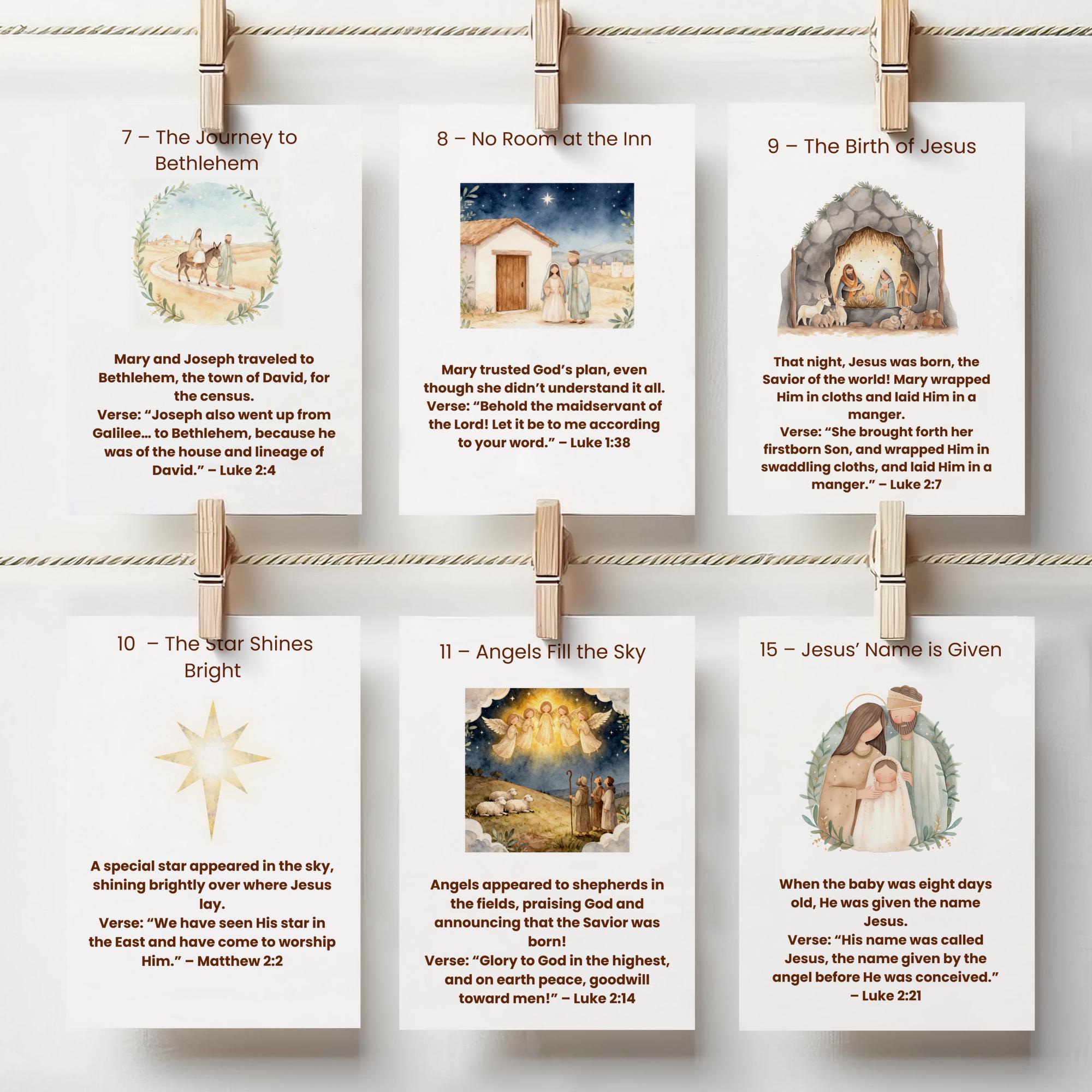 25 Nativity Story Cards With Bible Verses • Christian Christmas ...
