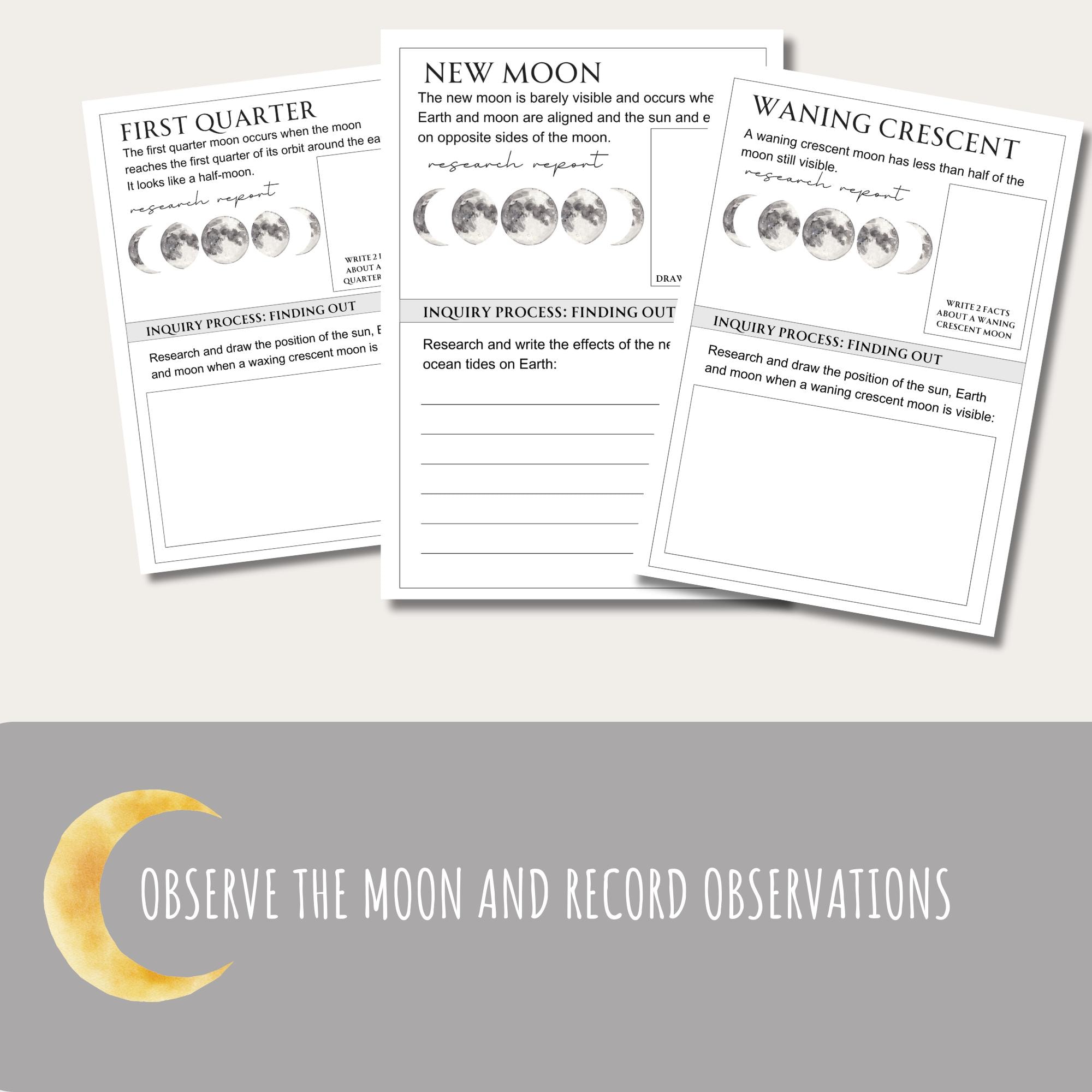 Moon Phases Study and Journal, Nature Study Educational Resources - Etsy