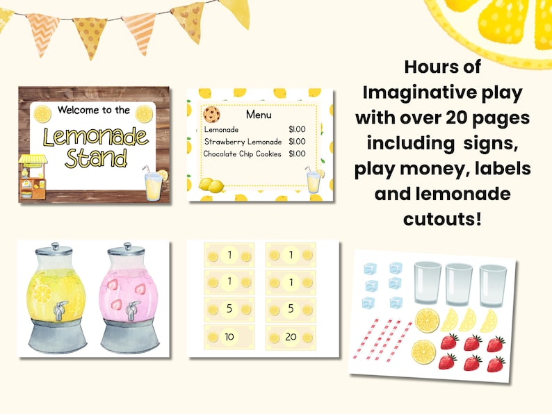Lemonade Stand Dramatic Play Kit, Summer Activity Bundle (printable) - Etsy