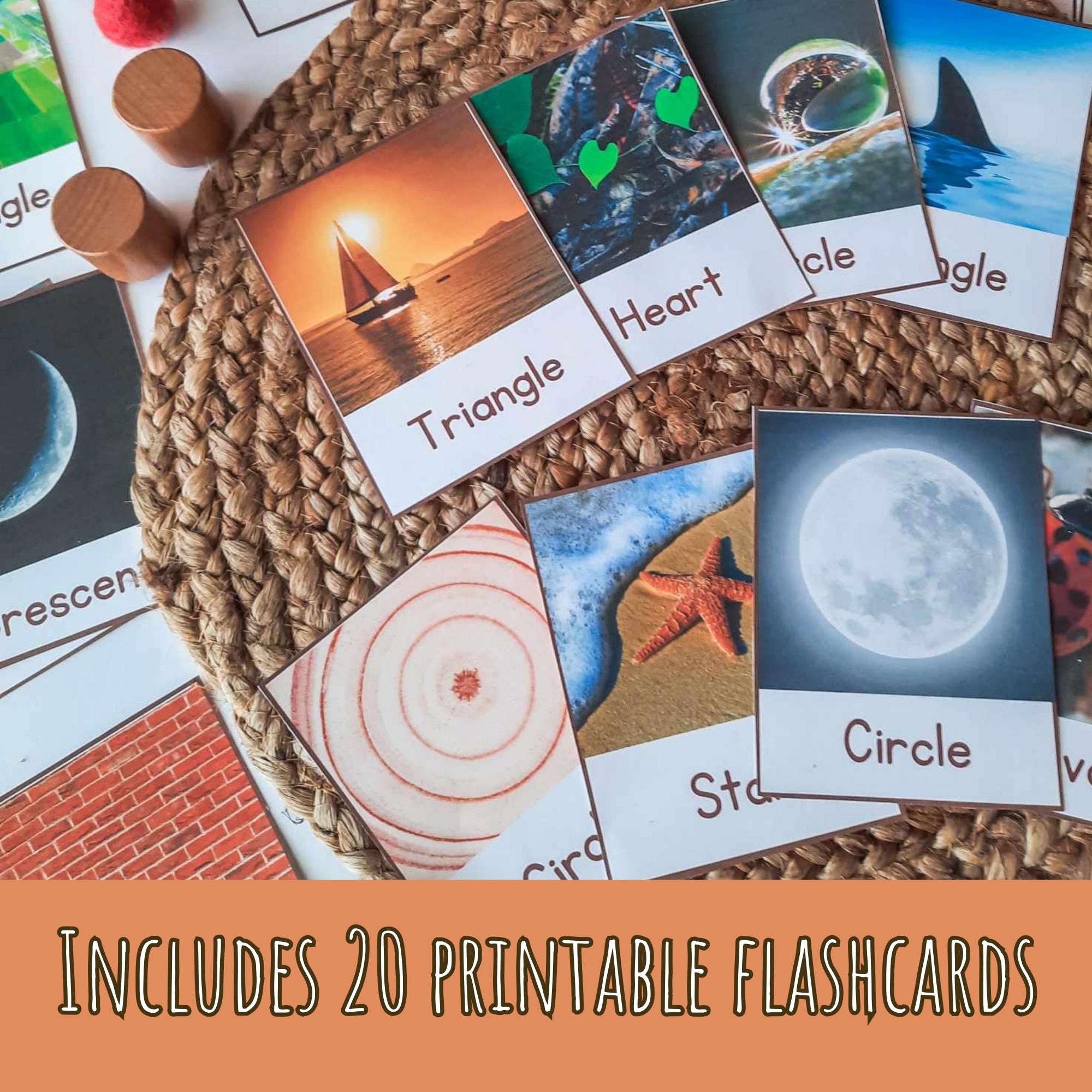 Shapes in Nature Flashcards, Reggio Emilia Preschool, Montessori ...