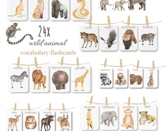 Wild Animal Vocabulary Flashcards - Etsy