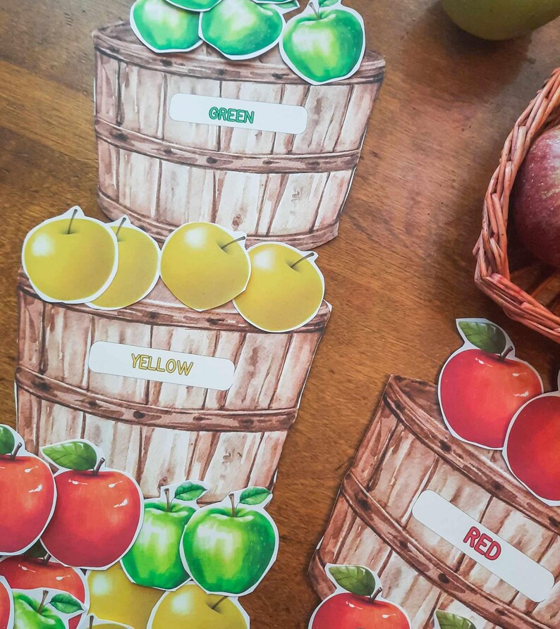 Apple Matching Color Game for Preschool, Montessori Inspired Fall ...