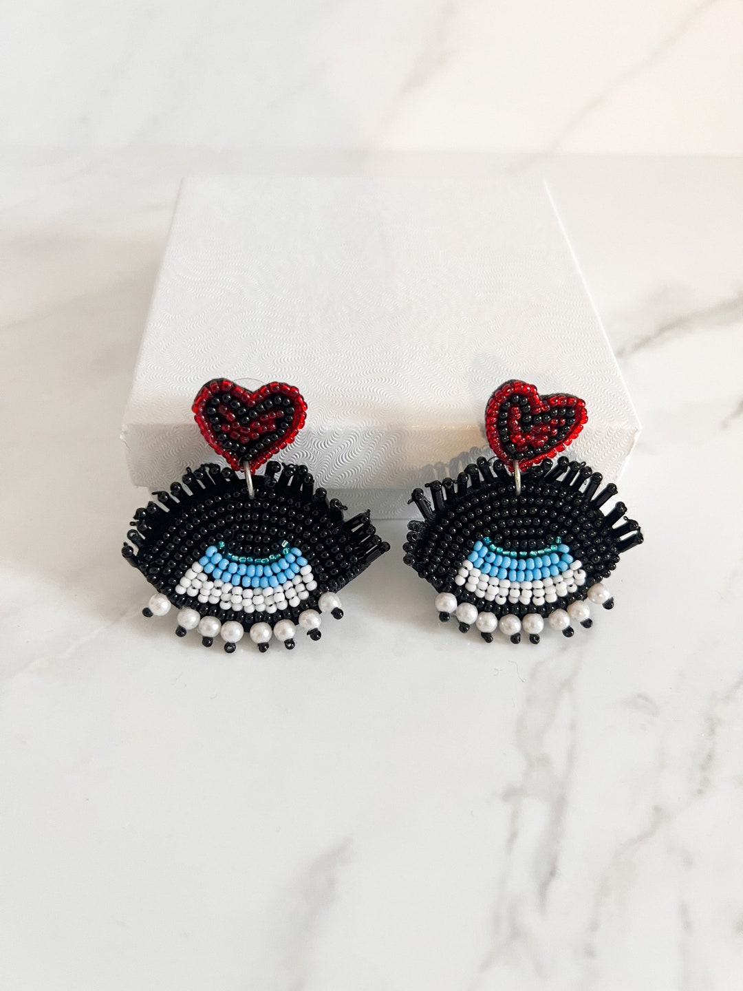 Evil Eye Beaded Earrings, Mystic Eye Statement Earrings, Third Eye ...
