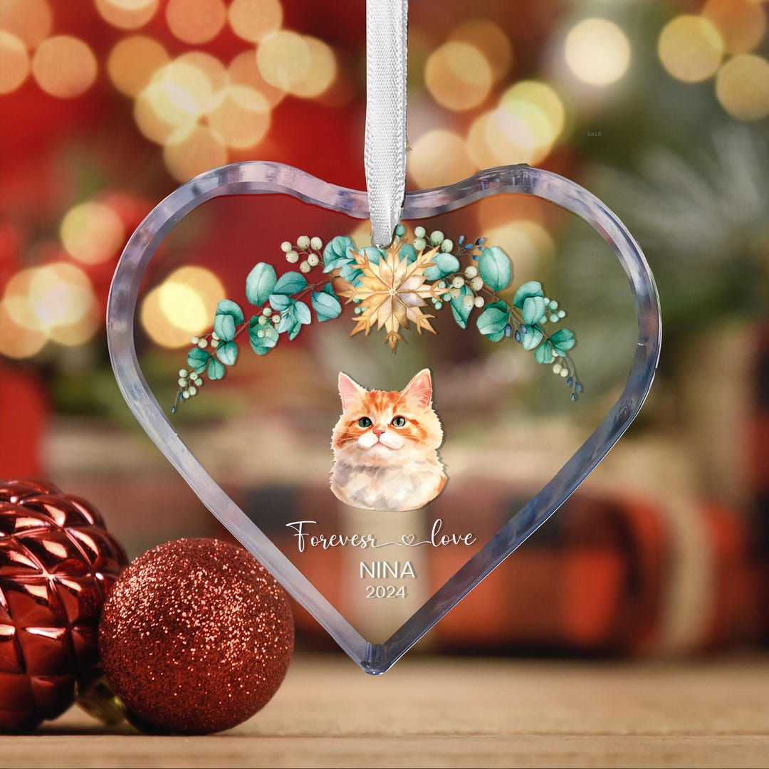 Custom Cat Memorial Ornament Personalized Cat Portrait Cat Sympathy ...