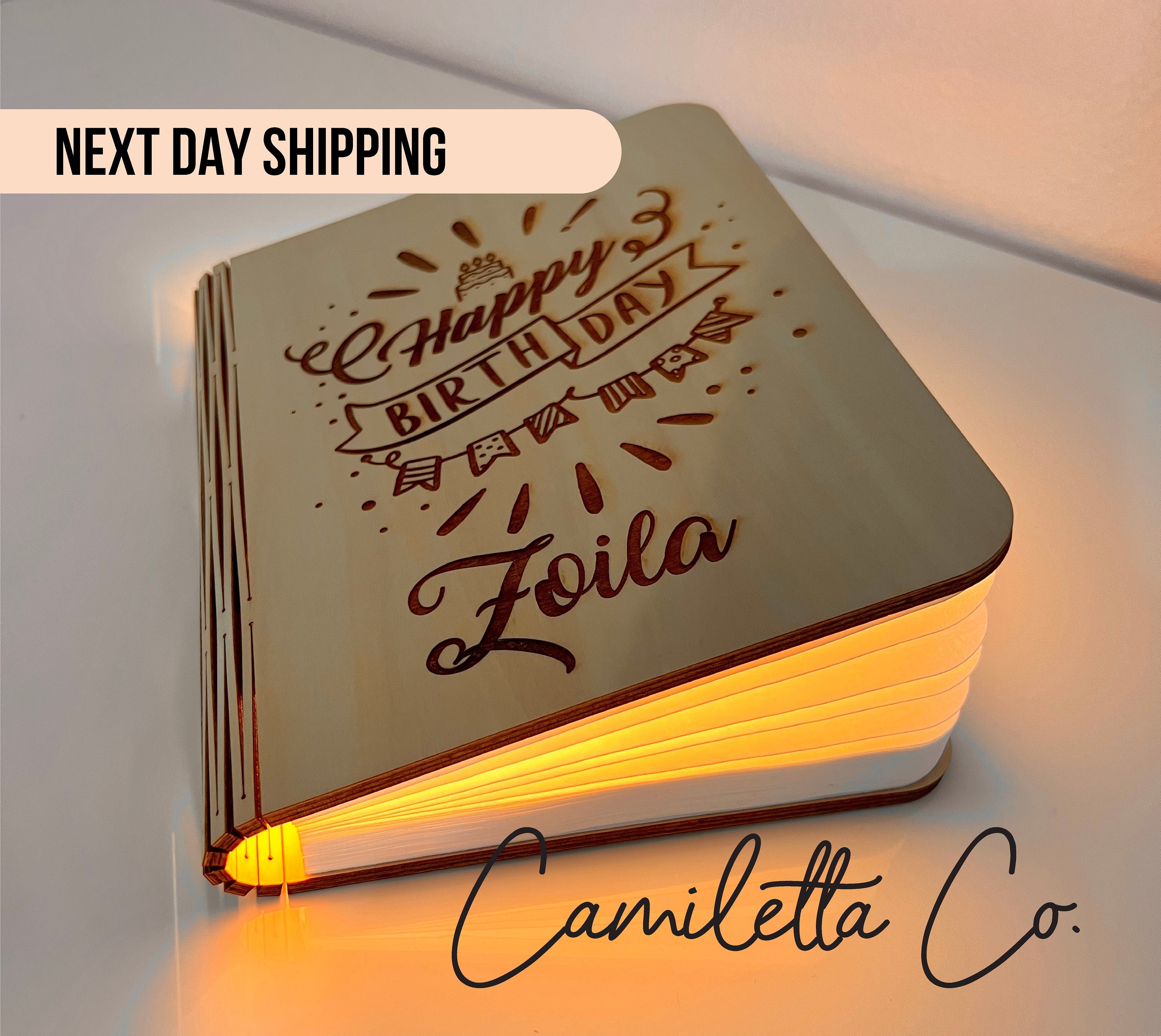 Custom Book Light Wood Engraved Personalized Magnetic Lamp - Etsy