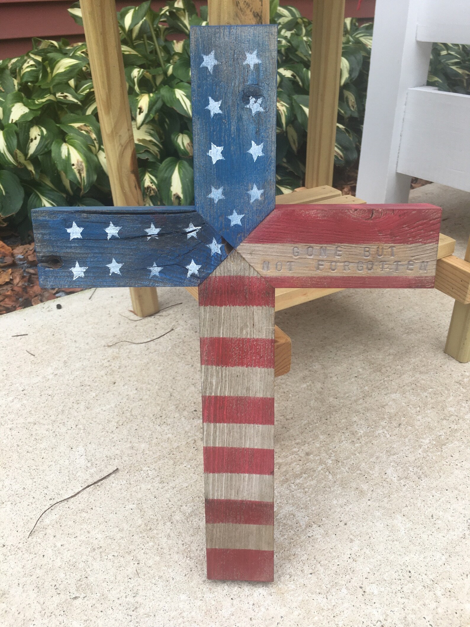 Rustic Flag Cemetery Cross Treated Wood gone but Not Forgotten - Etsy
