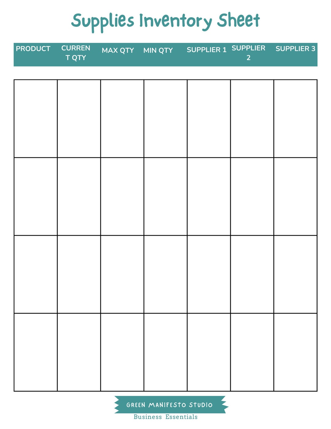 Easy Business Operations Template | Supplies Inventory Tracking ...