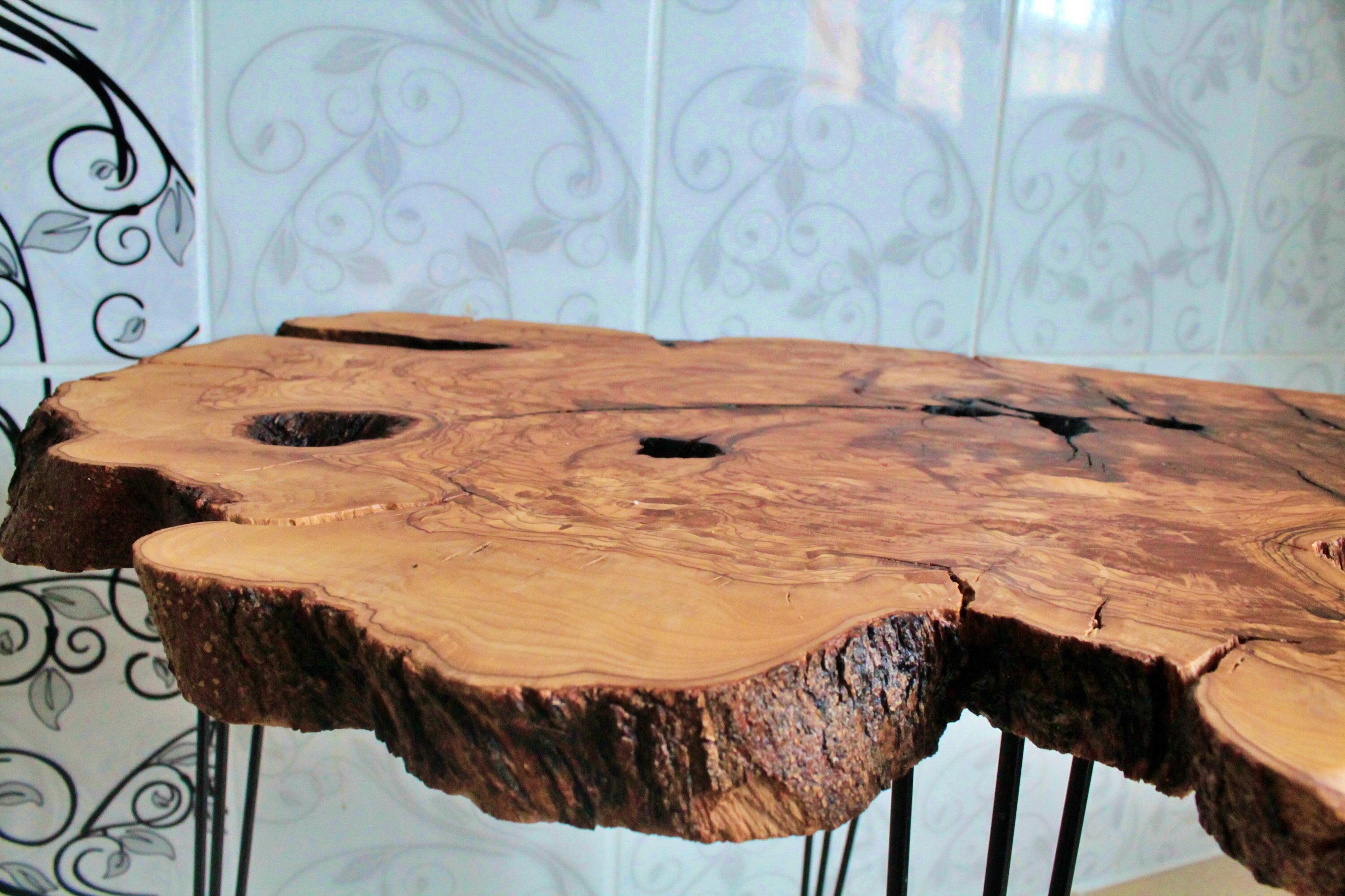 Olive Wood Live Edge Coffee Table, Nature Olive Wood Table, Olive Wood ...