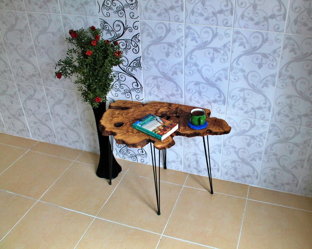 Olive Wood Live Edge Coffee Table, Nature Olive Wood Table, Olive Wood ...