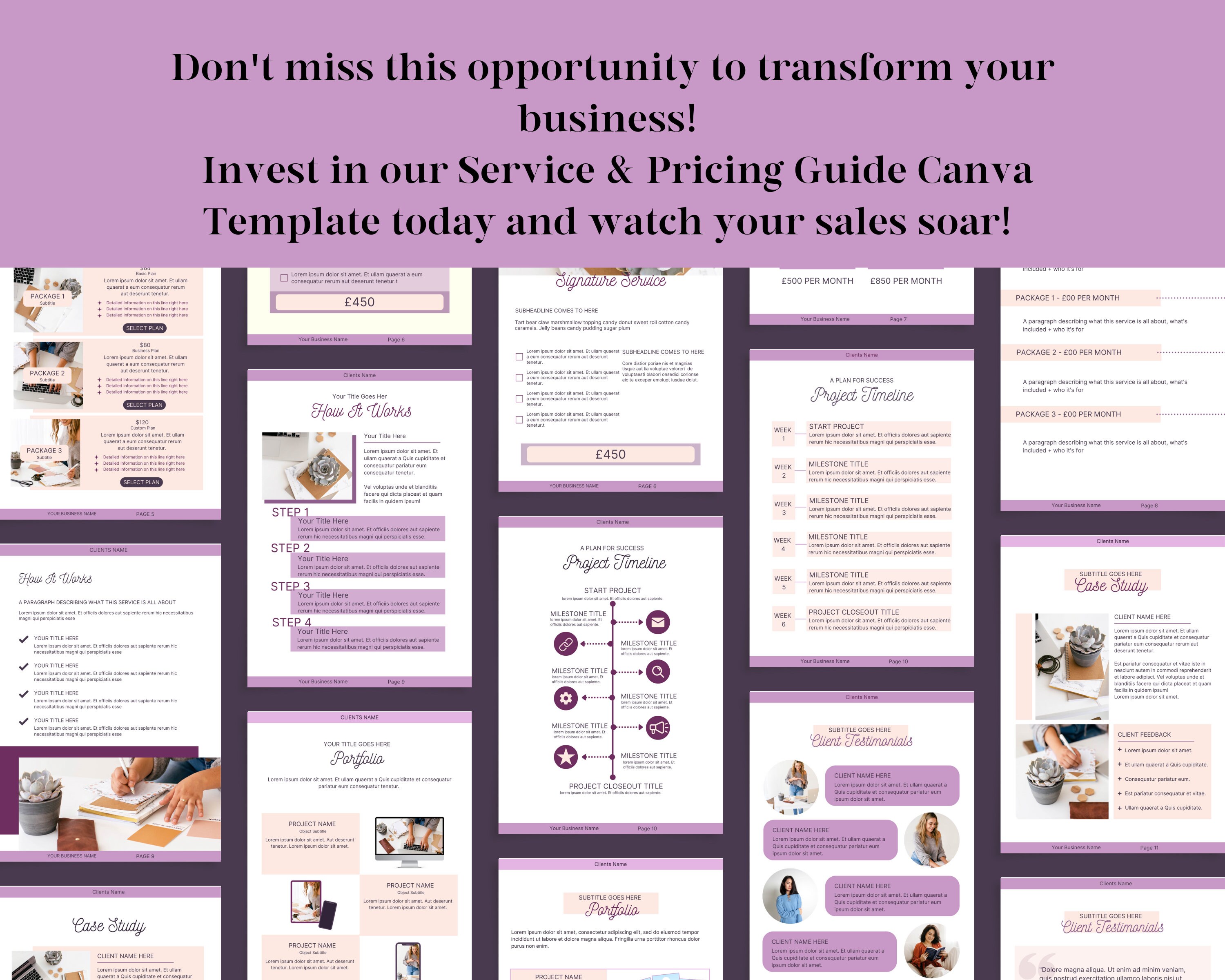 Services and Pricing Guide Canva Template, Price List Template, Client ...