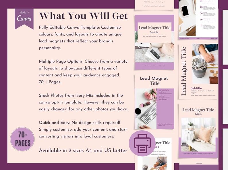 Lead Magnet Canva Template, Canva Ebook, Workbook Template, Checklist ...