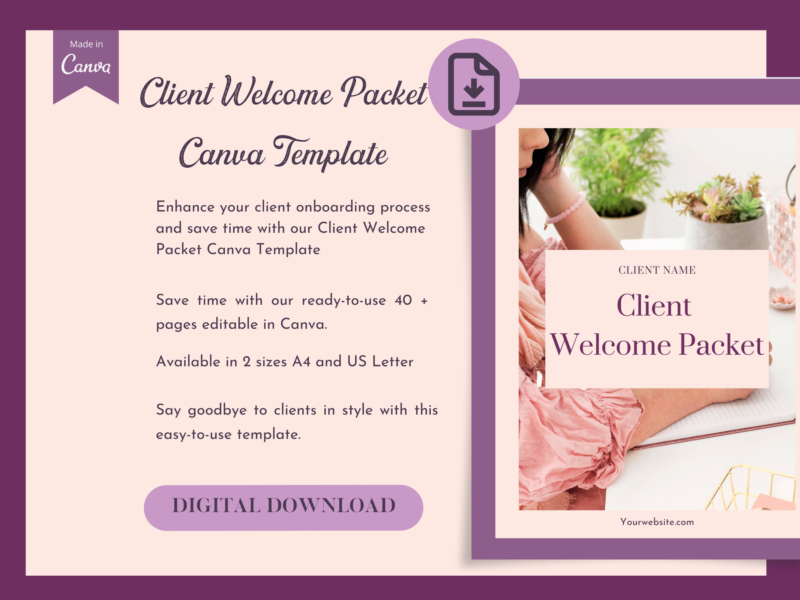 Client Welcome Packet Canva Template, Client Onboarding Template, Virtual Assistant, Coaching ...