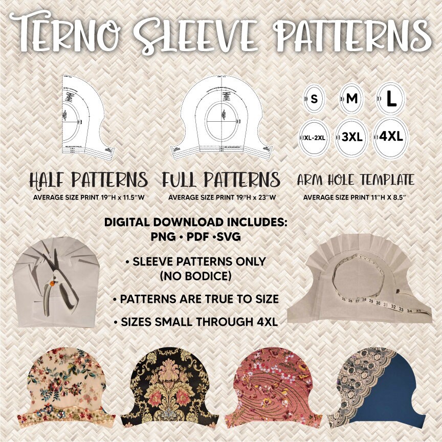Filipina Terno / Butterfly Sleeve Patterns Small-4xl Digital Download ...