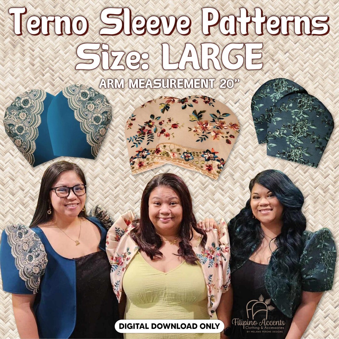 Large Filipina Terno / Butterfly Sleeve Patterns - Digital Download ...