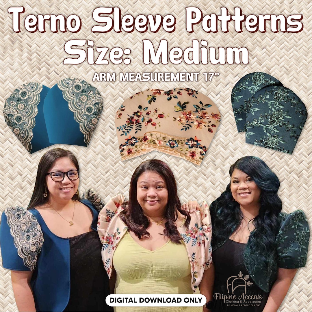 Medium Filipina Terno / Butterfly Sleeve Patterns - Digital Download ...