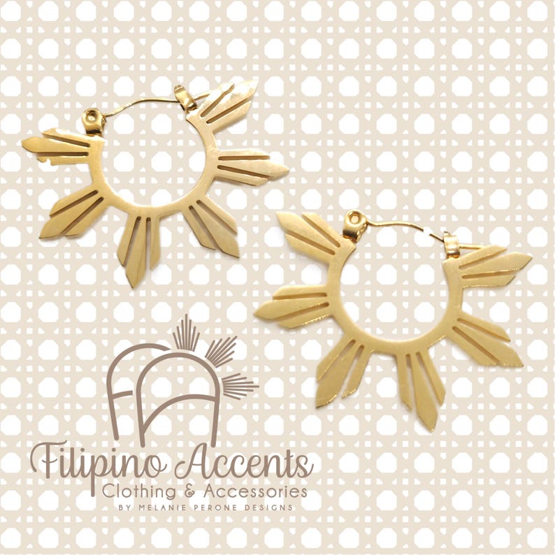 Filipino Sun Small Hoop Earrings - Etsy