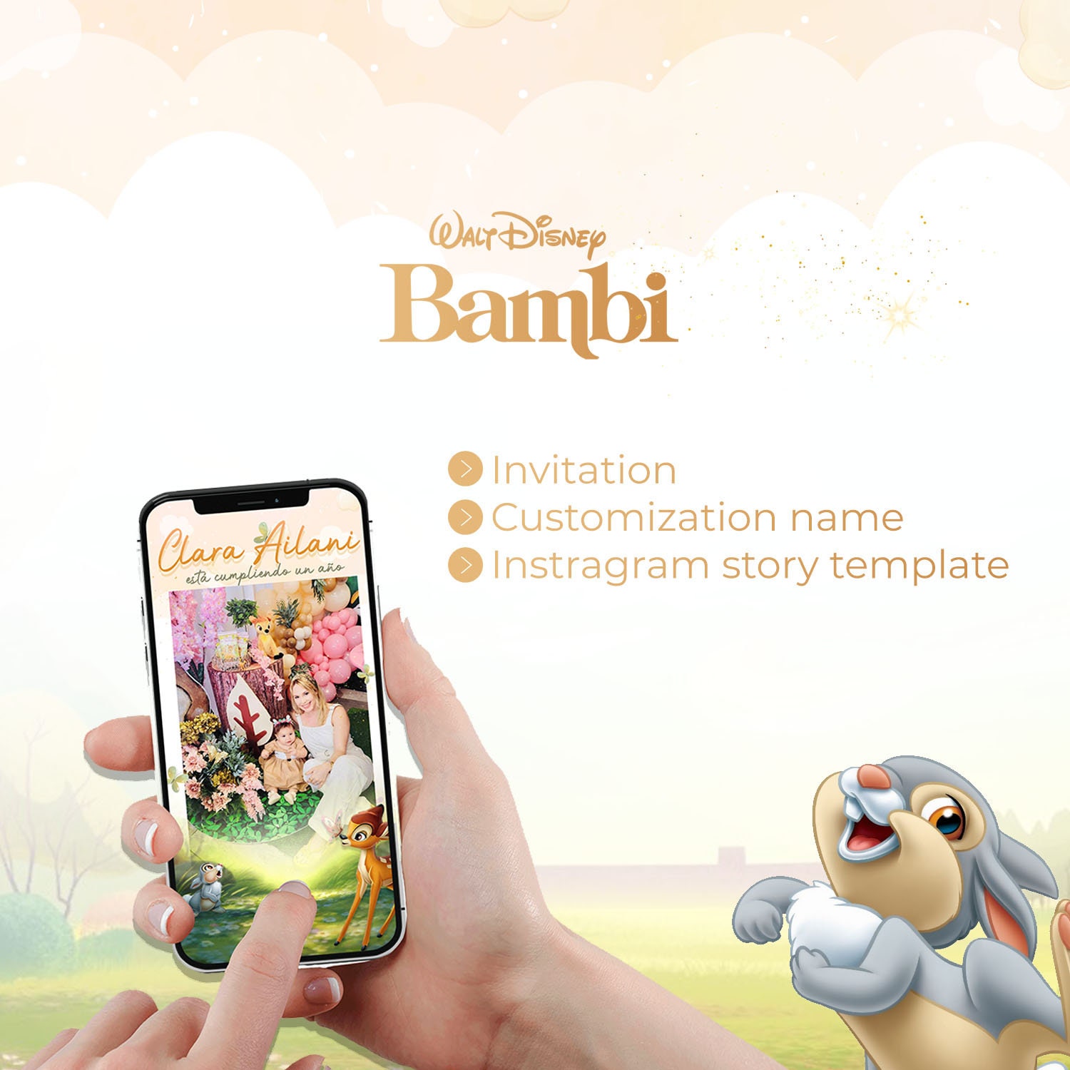Bambi Themed Birthday Kit Invitation | Instant Download - Etsy