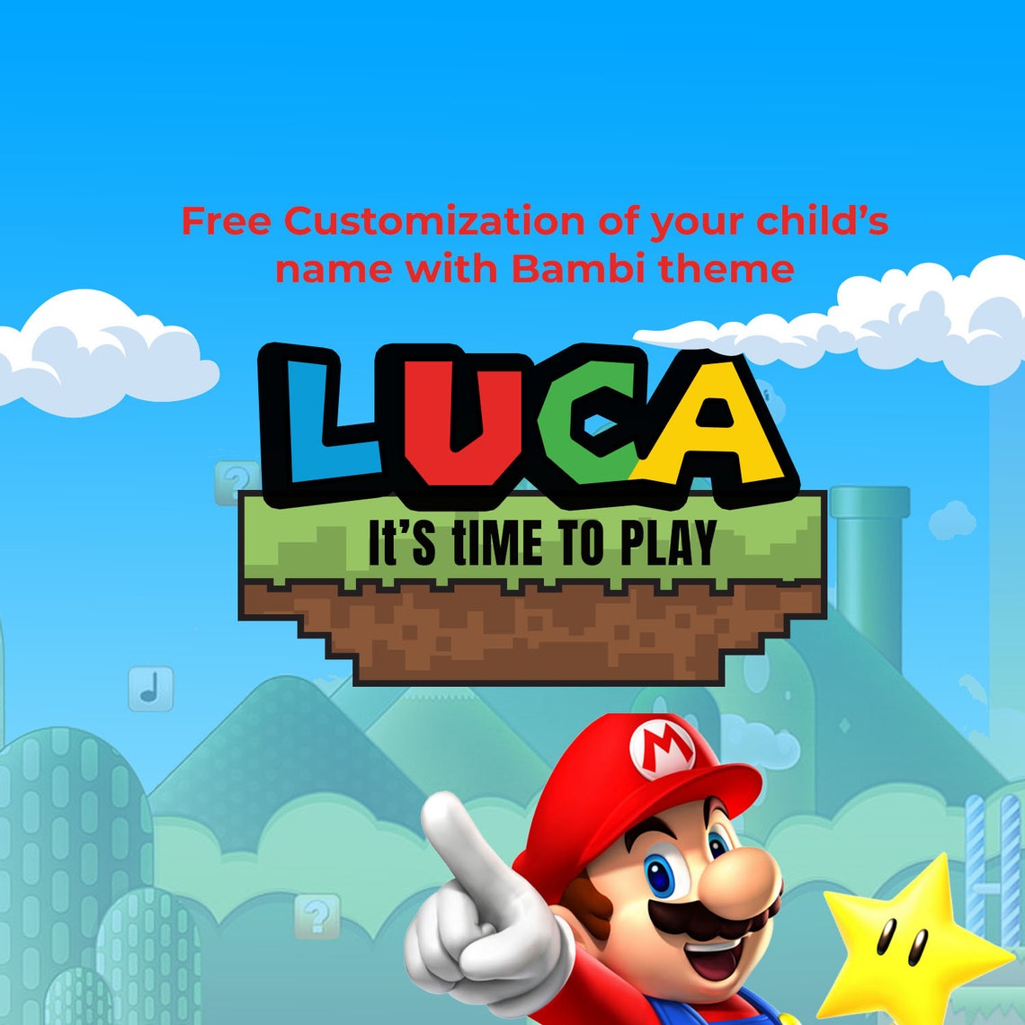 Super Mario Themed Birthday Kit Invitation | Instant Download - Etsy