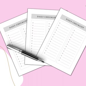 Daily Checklist Minimalist White and Grey to Do List Printable Digital ...