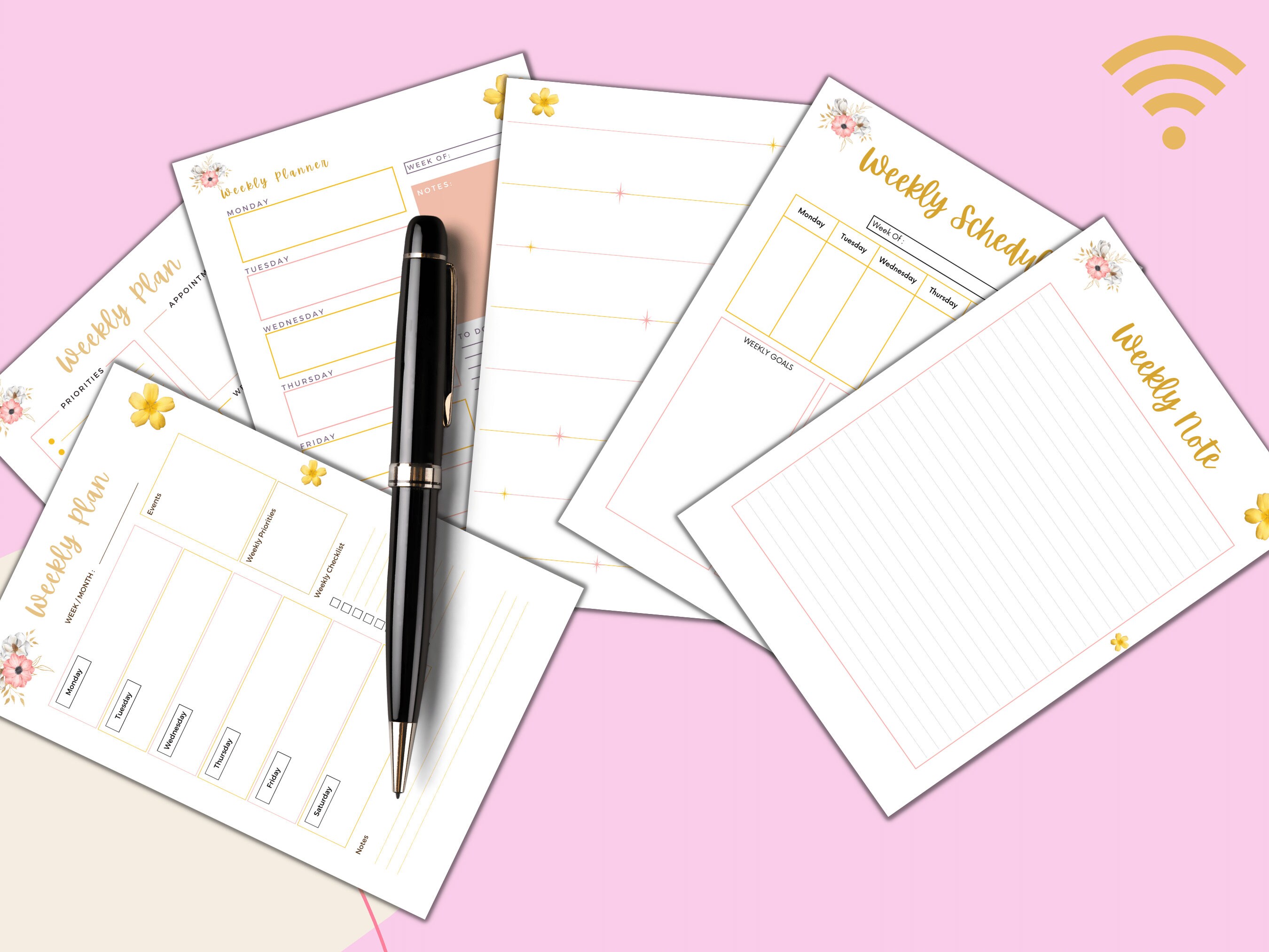 Yellow Floral Weekly Planner Printable Digital Download PDF for iPad ...