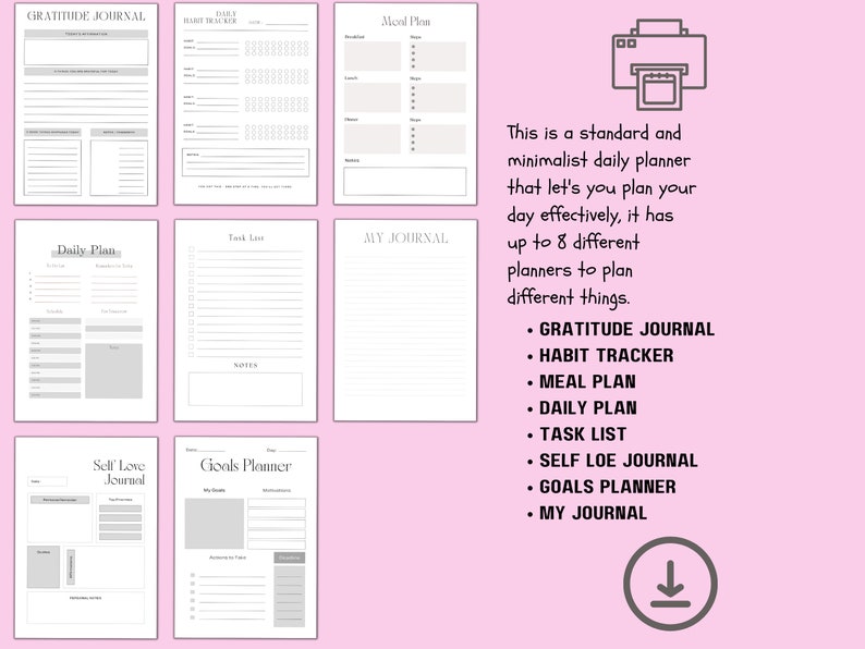 Daily Task Management Planner Digital Download Printable Planner for ...