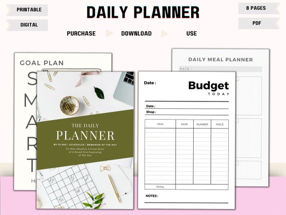 Daily Goal Planner Printable Digital Download for Ipad - Etsy