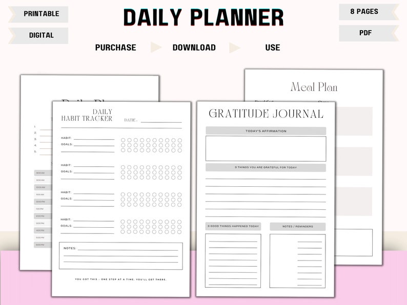 Daily Task Management Planner Digital Download Printable Planner for ...