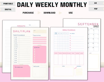 Daily, Weekly, Monthly Planner Printable Digital Download for iPad ...