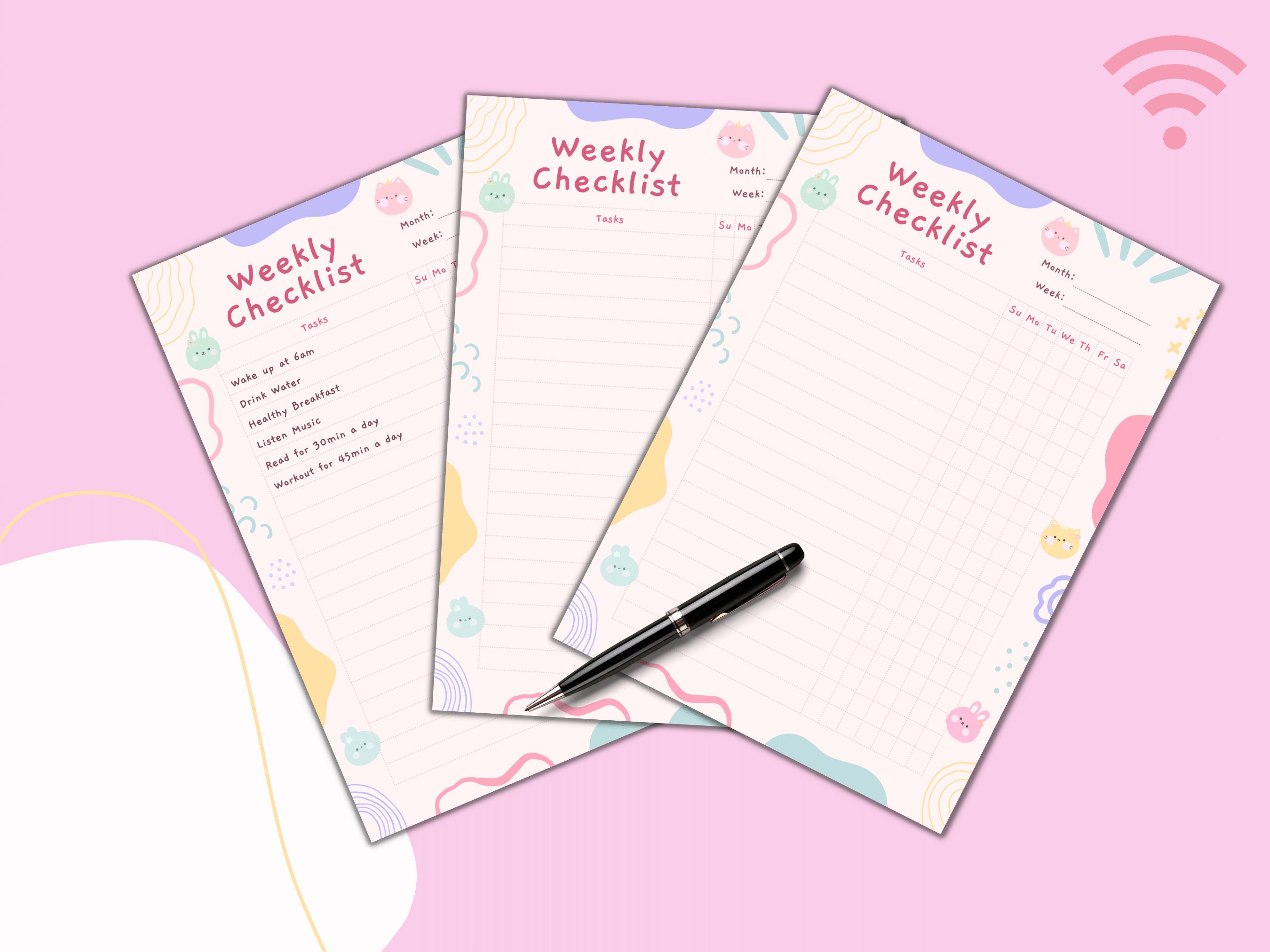 Weekly Checklist Task Manager Printable Digital Download PDF for iPad ...