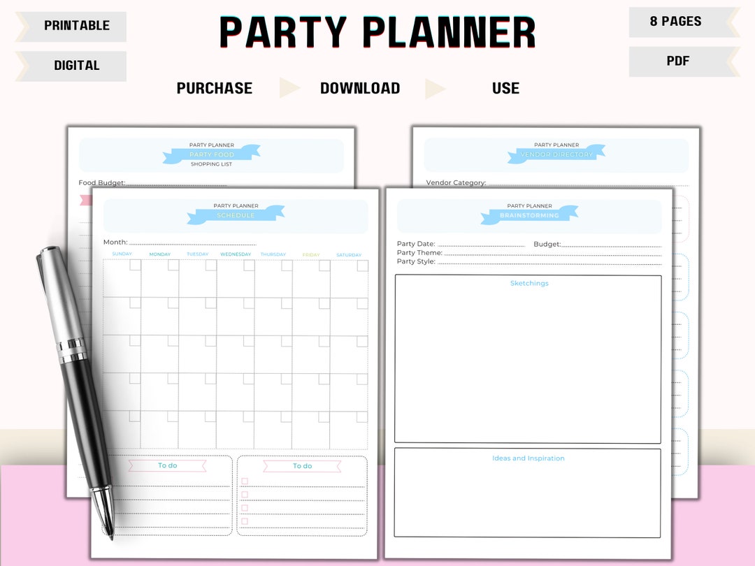 Party Planning Idea Brainstorming Printable Digital Download for iPad ...