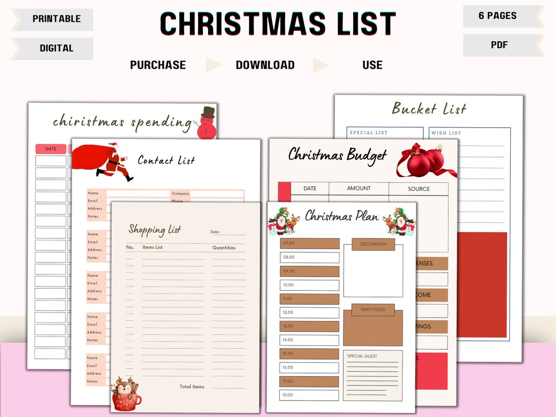 Christmas to Do List Printable Digital Download Holiday Checklist for ...